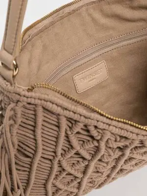 TWINSET Woven Cotton Shoulder Bag With Fringe Detail - Rope