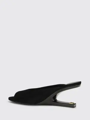 Balmain Suede Wedge Mules - Black
