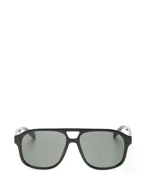 Gucci Double-bridge Pilot-frame Sunglasses - Black