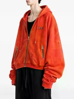 THUG CLUB Distressed Zip-up Hoodie