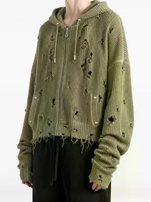 THUG CLUB Distressed Zip-up Hoodie