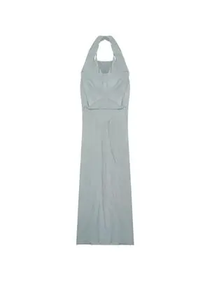 ALYSI Silk Halterneck Midi Dress - Grey