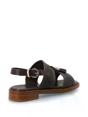 FRAU Perforated Tassel Detail Sandals - Brown