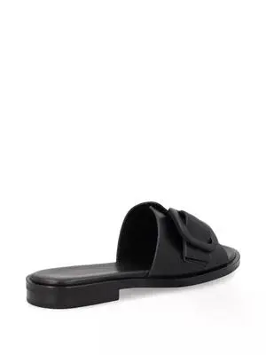 FRAU Crossover Strap Buckled Sandals - Black