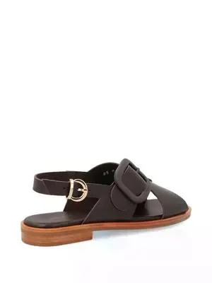 FRAU Crossover Strap Buckled Slingback Sandals - Brown