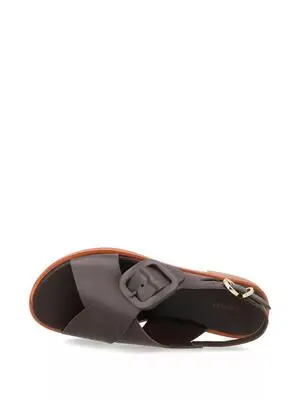 FRAU Crossover Strap Buckled Slingback Sandals - Brown