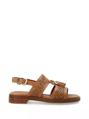 FRAU Perforated Tassel Detail Sandals - Brown