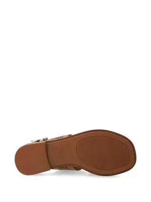 FRAU Perforated Tassel Detail Sandals - Brown