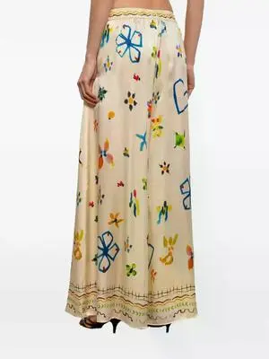 ALEMAIS Sidi Silk Graphic Print Trousers