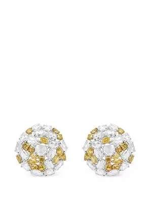 HYT JEWELRY Rose-motif Diamond Earrings In 18k Gold - Silver