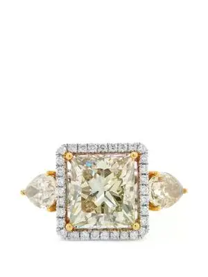 HYT JEWELRY Princess-cut Yellow Diamond Ring - Silver