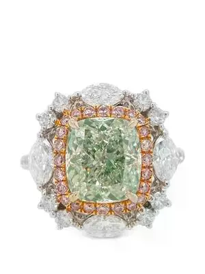 HYT JEWELRY Floral Design Diamond Ring - Silver