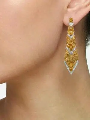 HYT JEWELRY Geometric Diamond Drop Earrings In 18k Gold
