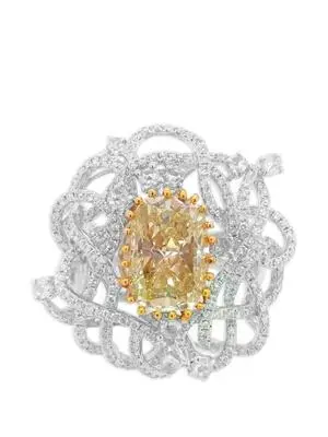HYT JEWELRY Floral Diamond Ring In 18k Gold - Silver