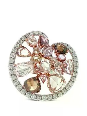 HYT JEWELRY Floral Openwork Diamond Ring - Silver