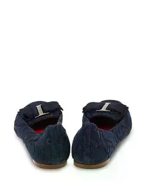 Carolina Herrera Navy Floral-lace Bow Detail Pumps