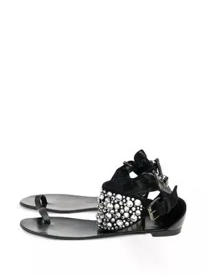 GIUSEPPE ZANOTTI Embellished Ankle-wrap Flat Sandals