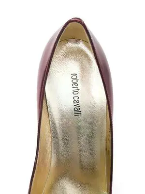 Roberto Cavalli Burgundy Leather Metallic Finish Pointed Toe Pumps