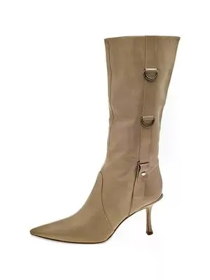 JIMMY CHOO Beige Leather Pointed Toe Boots