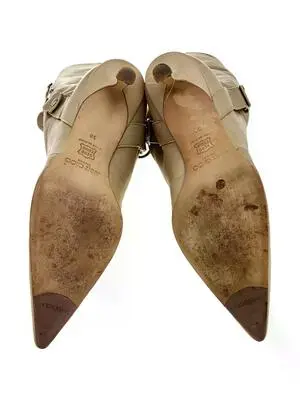 JIMMY CHOO Beige Leather Pointed Toe Boots