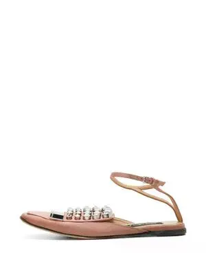 SERGIO ROSSI Crystal-embellished Ankle-strap Flat Sandals
