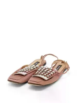 SERGIO ROSSI Crystal-embellished Ankle-strap Flat Sandals