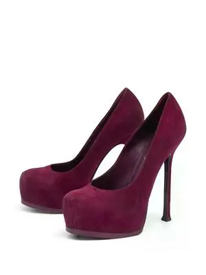 Saint Laurent Suede Tribtoo Platform Pumps - Purple
