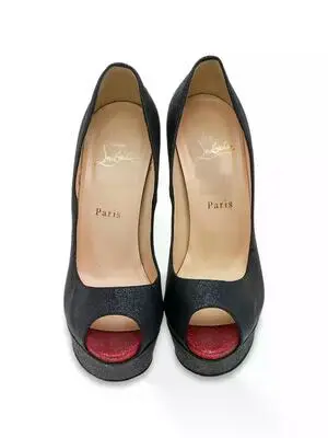 CHRISTIAN LOUBOUTIN Shimmer-fabric Peep Toe Platform Stiletto Heels