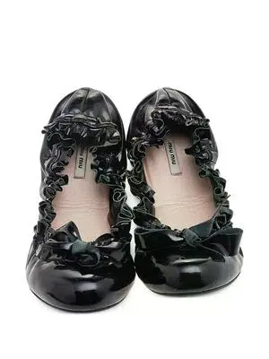 Miu Miu Patent Leather Ballet Flats With Bow Detailing