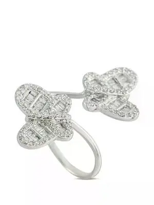 LB EXCLUSIVE Butterfly Motif Diamond Bypass Ring - Silver