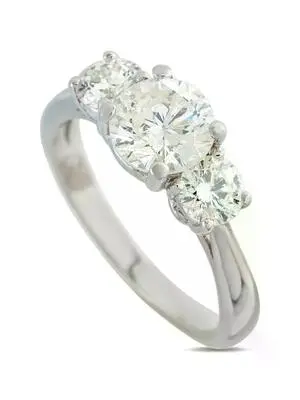 LB EXCLUSIVE Platinum 1.90 Carat Round Diamond Three-stone Ring - Silver
