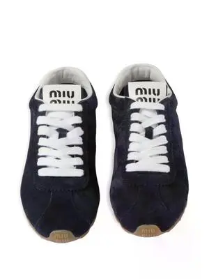 Miu Miu Plume Suede Lace-up Sneakers - Blue