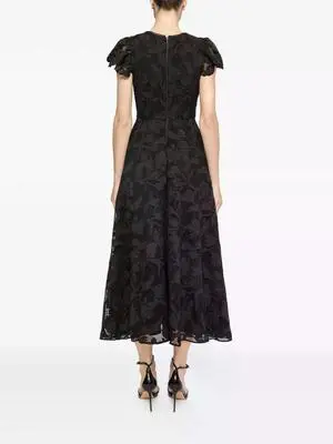 NISSA Embroidered Lace Midi Dress