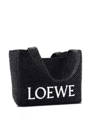 Loewe Logo Raffia Large Tote Bag - Black
