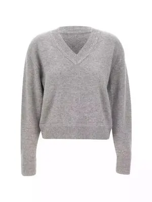 SWEET CASHMERE Ribbed-trim V-neck Cashmere Sweater