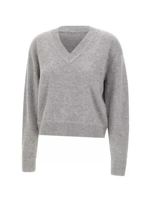 SWEET CASHMERE Ribbed-trim V-neck Cashmere Sweater