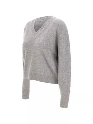 SWEET CASHMERE Ribbed-trim V-neck Cashmere Sweater