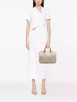 LOUIS VUITTON Damier Azur Speedy 30 Boston Bag - White