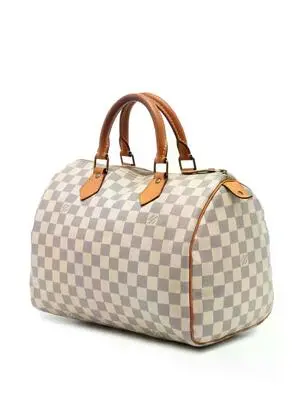 LOUIS VUITTON Damier Azur Speedy 30 Boston Bag - White