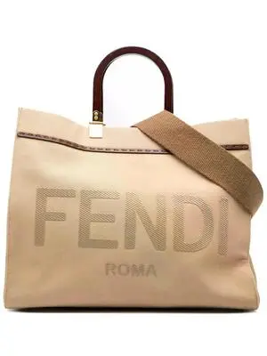 Fendi Sunshine Shopper Tote Satchel - Brown