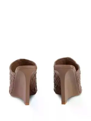 ANDREA CARRANO Woven Leather Wedge Mules
