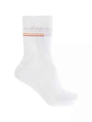 Casablanca Logo-intarsia Ribbed Socks - White