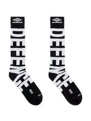 UMBRO Logo Intarsia Ribbed-trim Socks - Black
