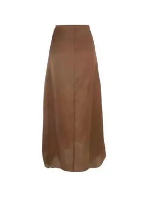 Alberta Ferretti High-waisted Satin Skirt - Brown