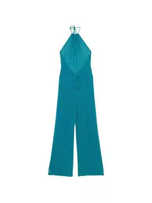 FISICO Crochet-knit Halterneck Jumpsuit - Blue