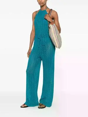 FISICO Crochet-knit Halterneck Jumpsuit