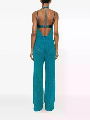 FISICO Crochet-knit Halterneck Jumpsuit