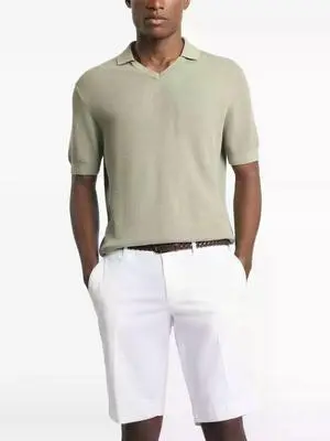 FAY Ribbed Collar V-neck T-shirt