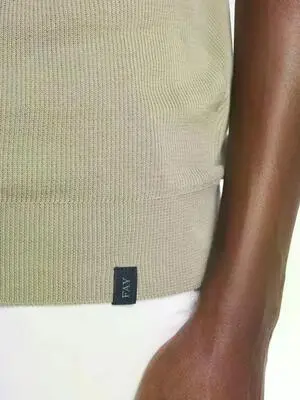 FAY Ribbed Collar V-neck T-shirt