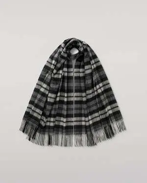 Johnstons Of Elgin Watch Dress Tartan Cashmere Stole - Grey